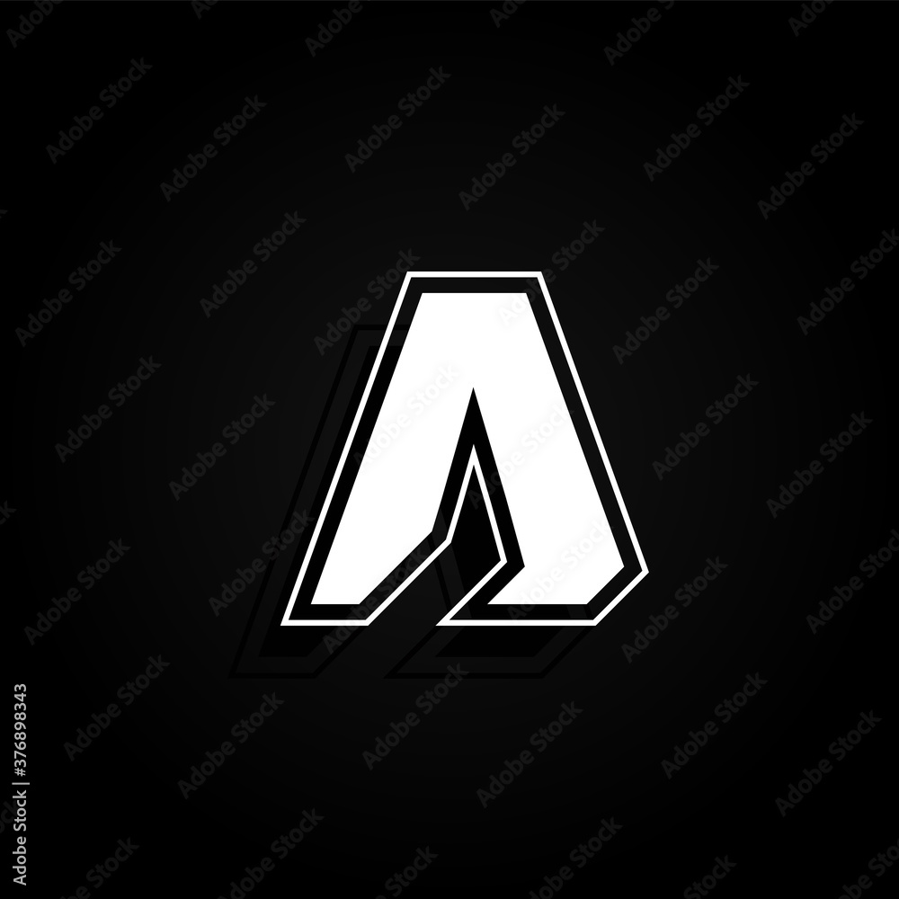 Modern, minimal and dynamic 'Rapper' font character with 45 degree ...