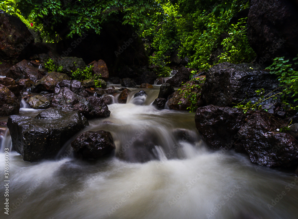 long exposure of waterfall. Khuneshwar Mahadev waterfall also known as ...