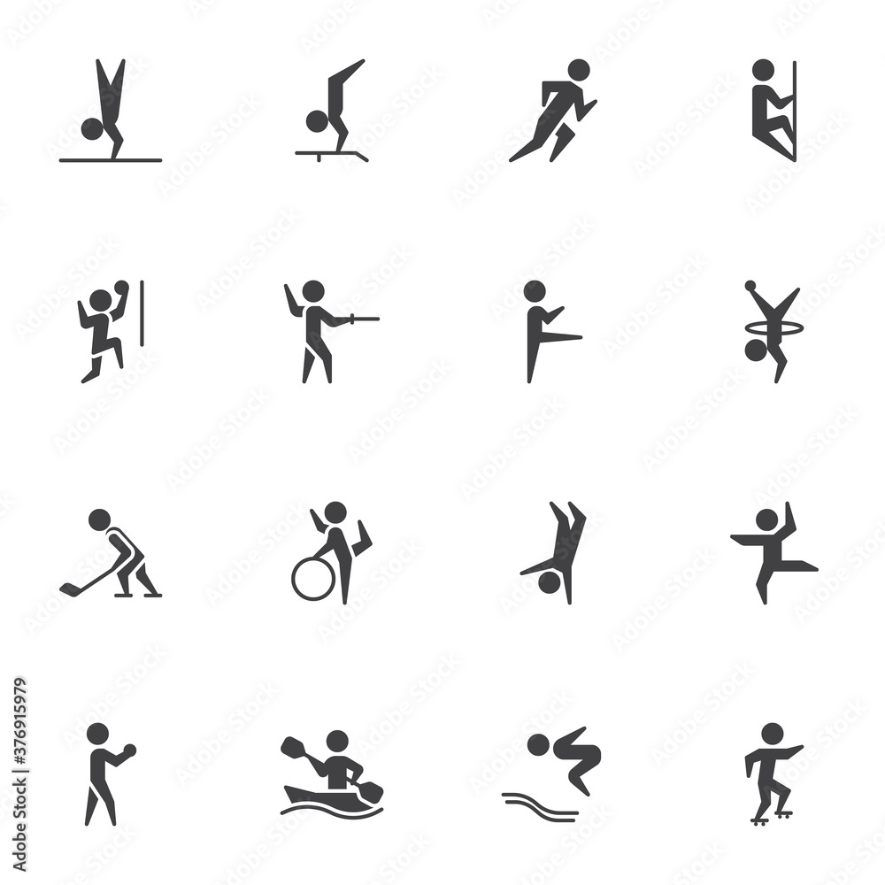 Olympic sport vector icons set, modern solid symbol collection, filled ...