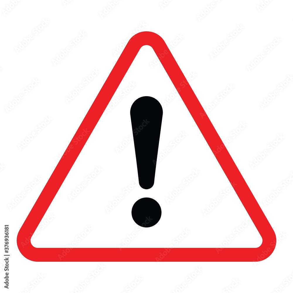 Caution Warning Sign Sticker. Red outline danger sign, warning sign ...