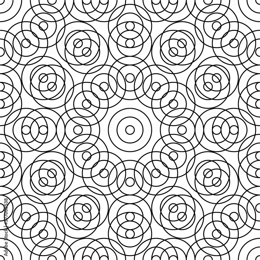 Repeated small and big black circles background. Seamless surface ...