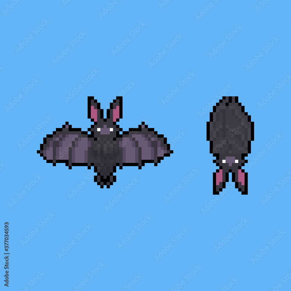Pixel art cartoon bat character. Stock Vector | Adobe Stock