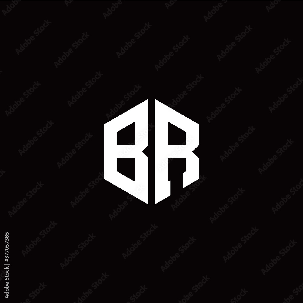Initial B R letter with polygon modern style logo template vector Stock ...