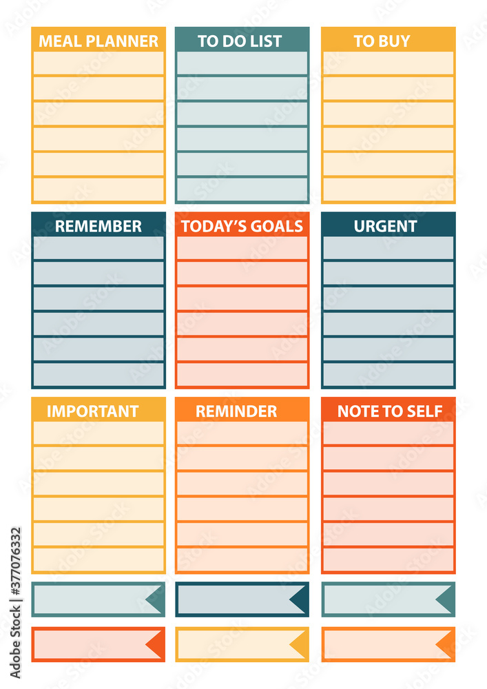 Printable page with stickers A4 size, digital paper vector illustration ...