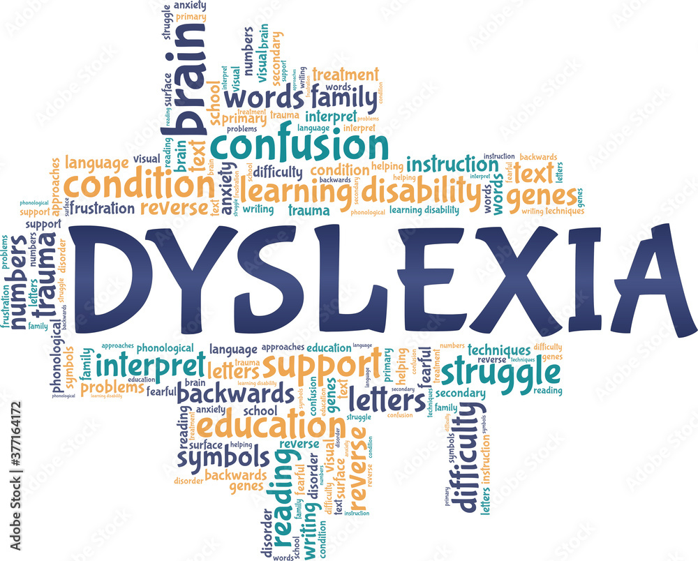 Dyslexia vector illustration word cloud isolated on a white background ...