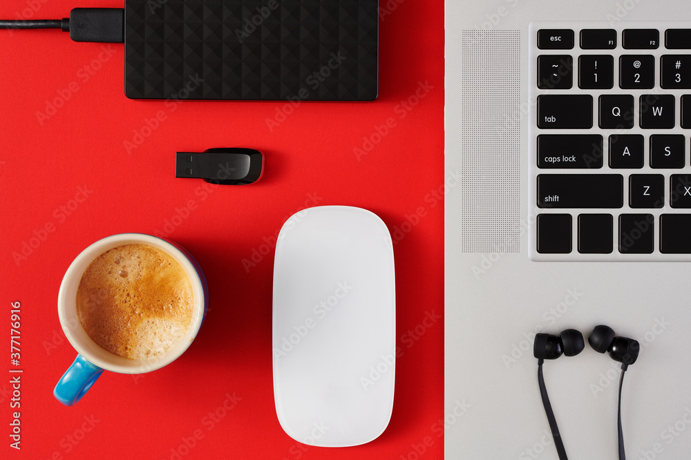 Portable Computer Workspace Stock Photo | Adobe Stock