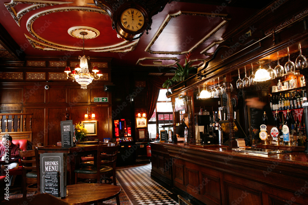 Inside view of a english pub Stock Photo | Adobe Stock