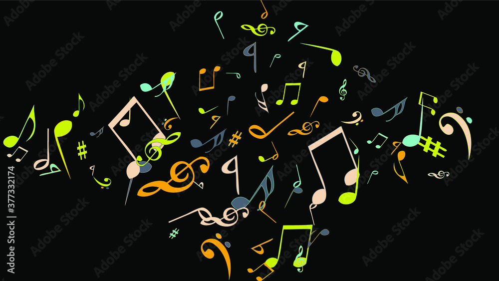 Musical Signs. Modern Background with Notes. Vector Element for Musical ...