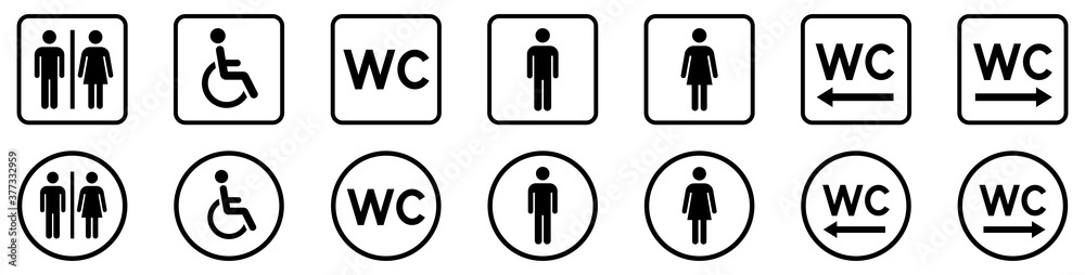 Privies icons. WC sign. Toilet sign set. Vector illustration Stock ...