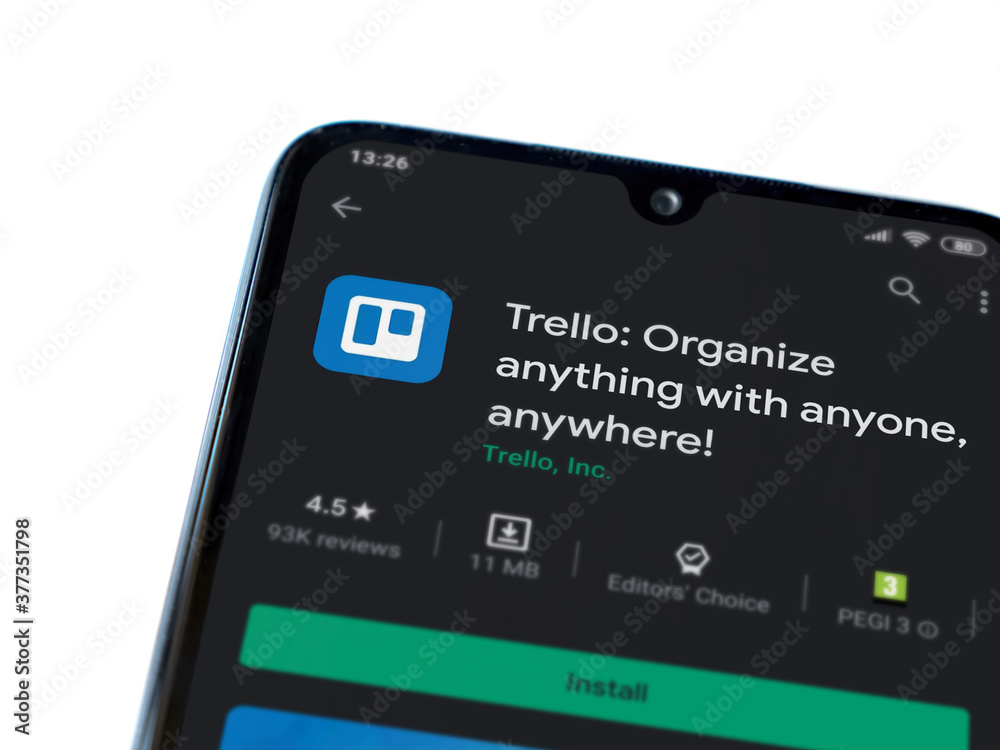 Lod, Israel - July 8, 2020: Trello app play store page on the display ...