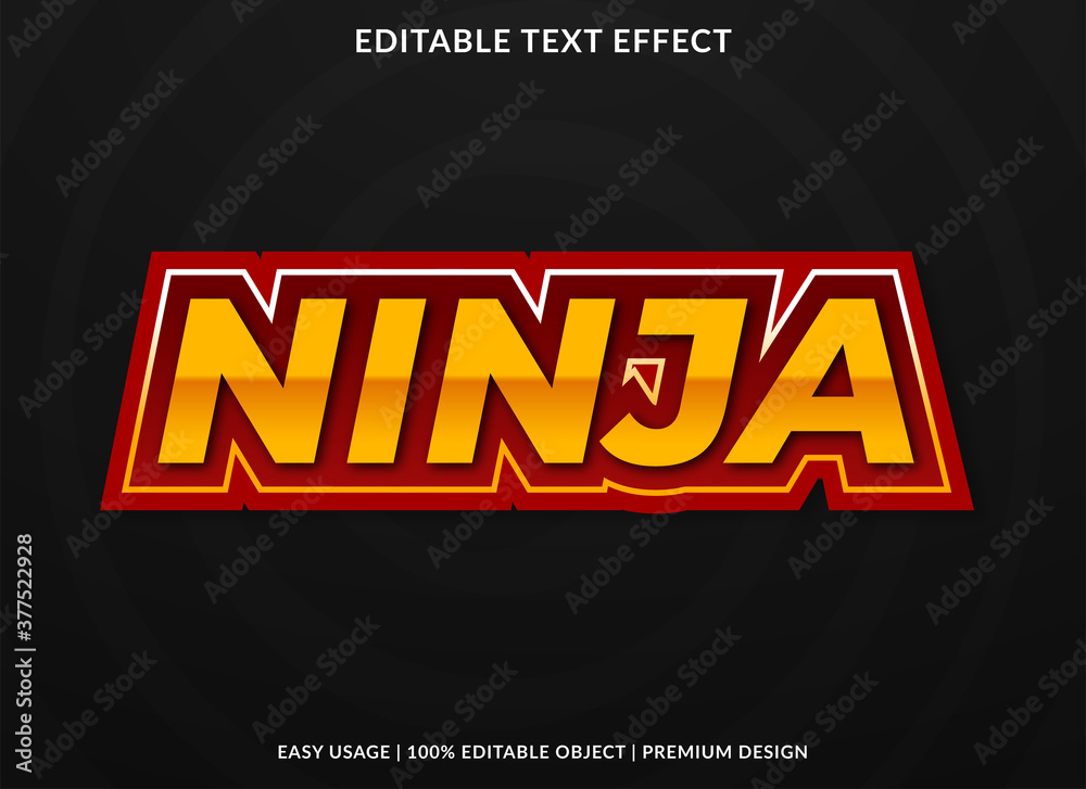 ninja text style template with bold font concept use for brand label ...