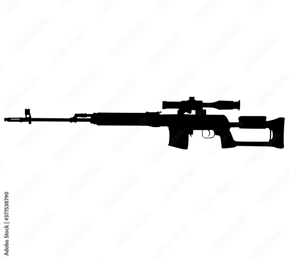 Dragunov sniper rifle (SVD). Russian weapons. Silhouette on a white background. Stock Vector ...