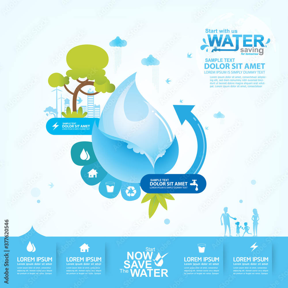 Save water concept Ecology vector. Stock Vector | Adobe Stock