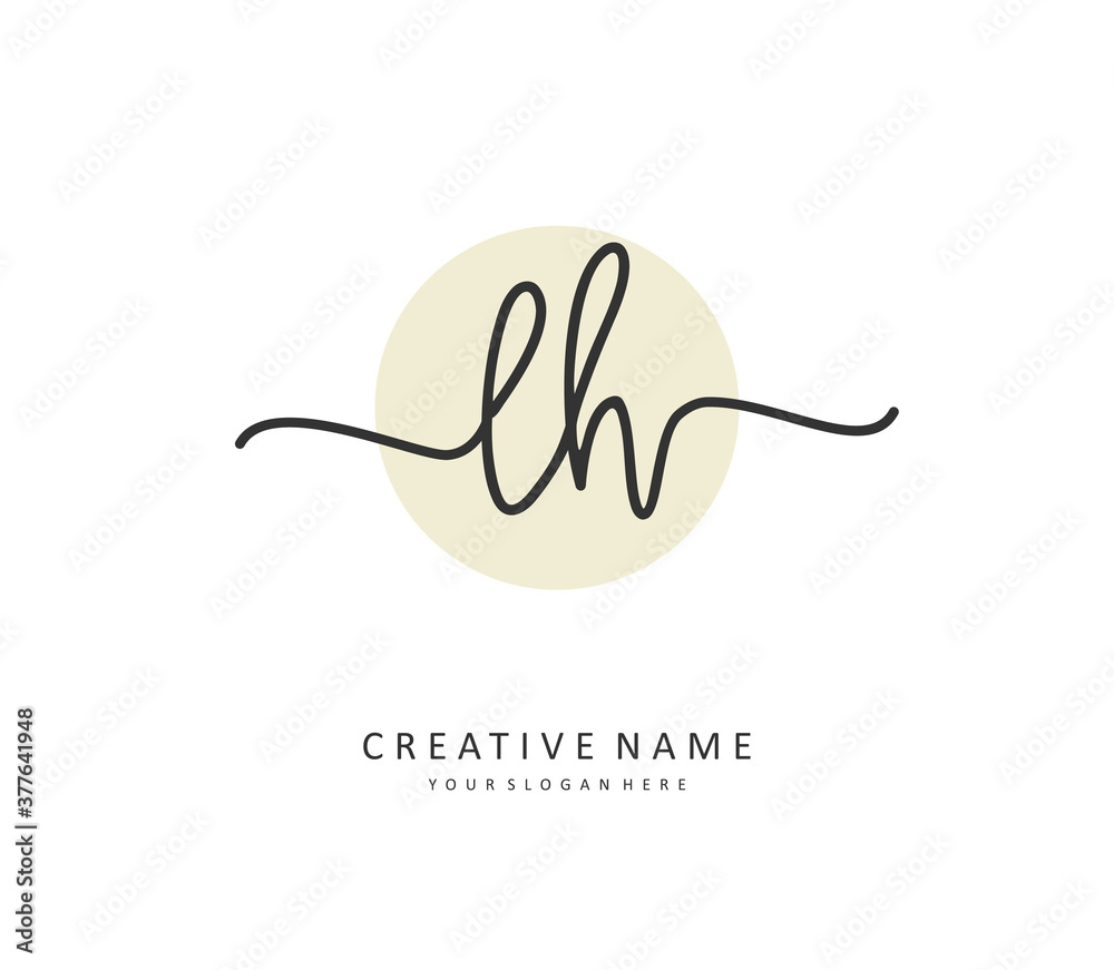 L H LH Initial letter handwriting and signature logo. A concept handwriting initial logo with ...