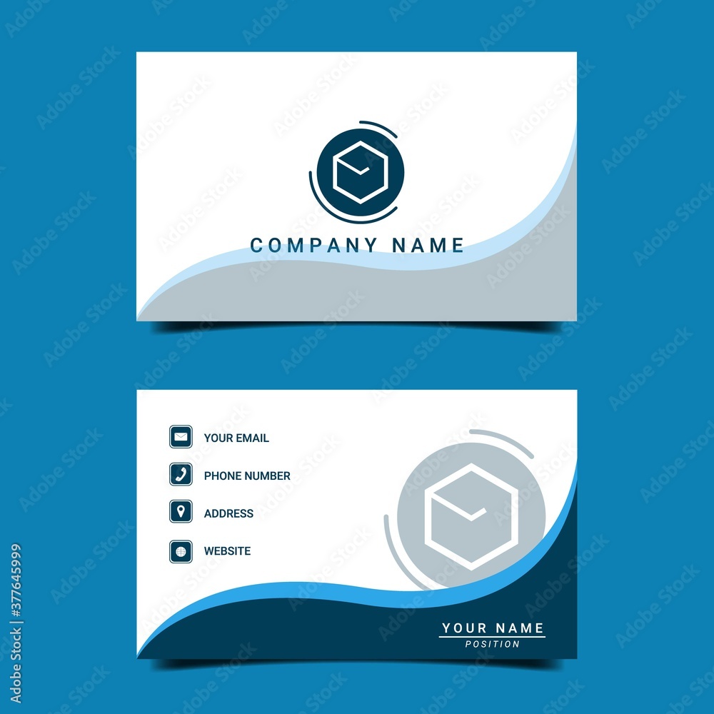 Modern blue business card template. Business card design with blue ...