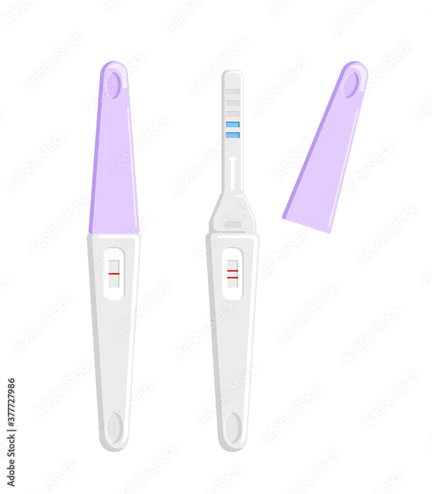Pregnancy tests with positive and negative results.The cap is removed ...