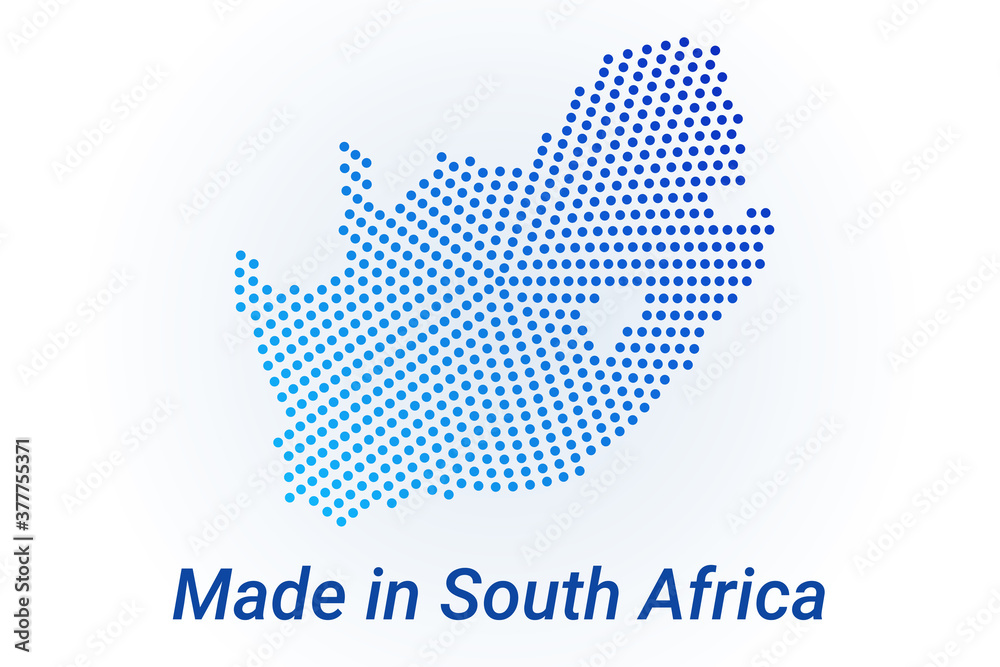 Map icon of South Africa. Vector logo illustration with text Made in ...