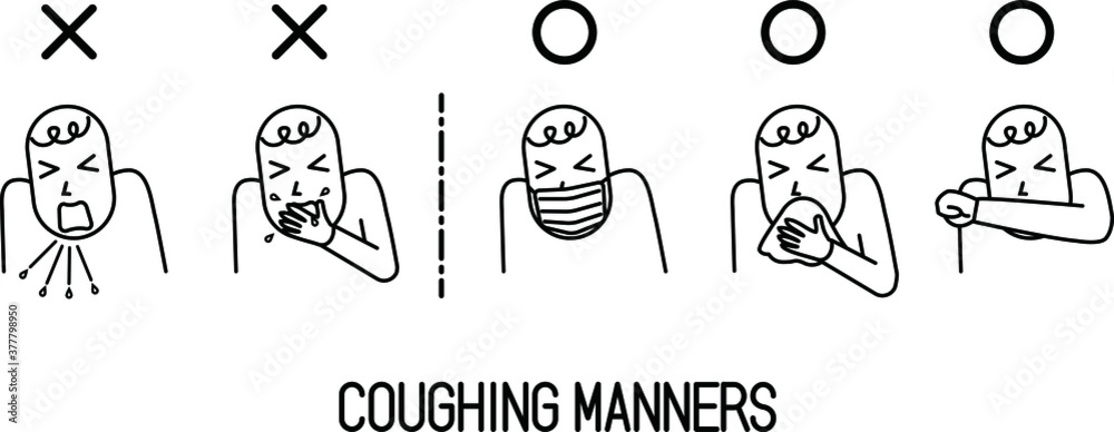 coughing manners sneezing etiquette illustration Stock Vector | Adobe Stock