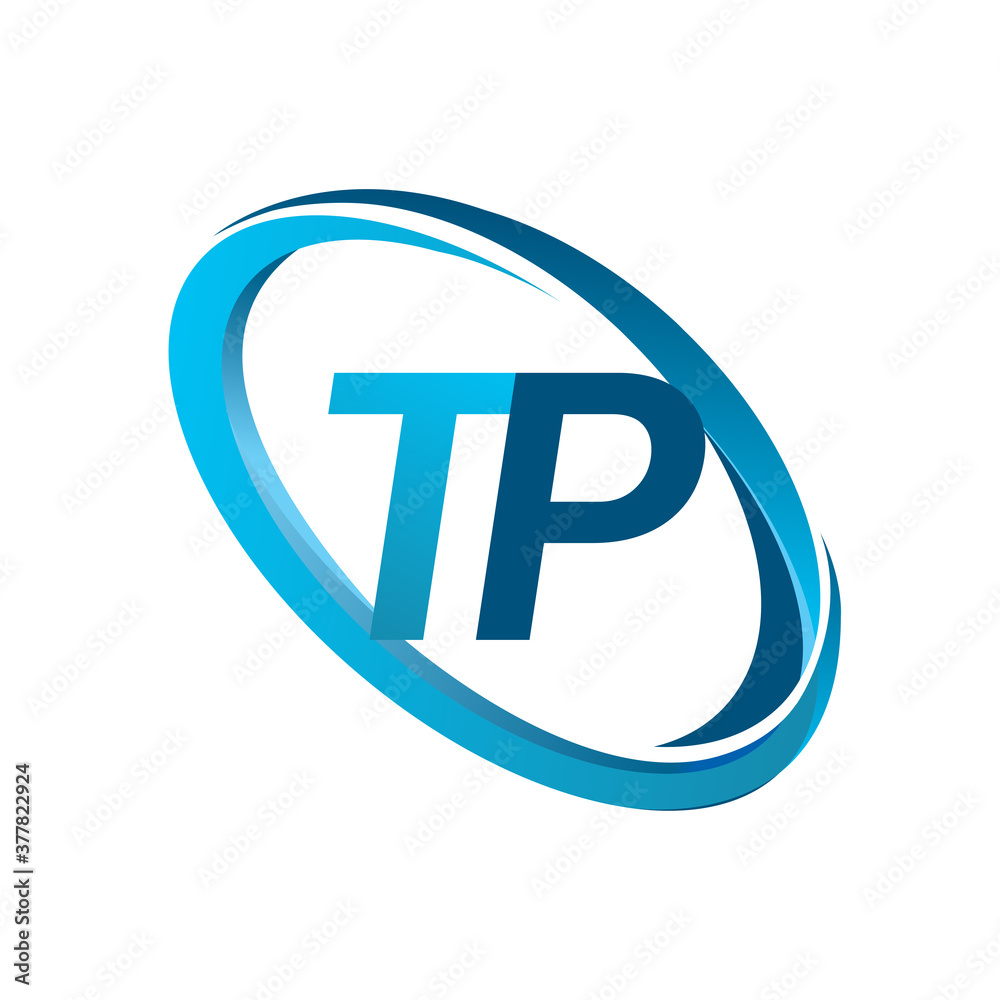 letter TP logotype design for company name colored blue swoosh. vector ...