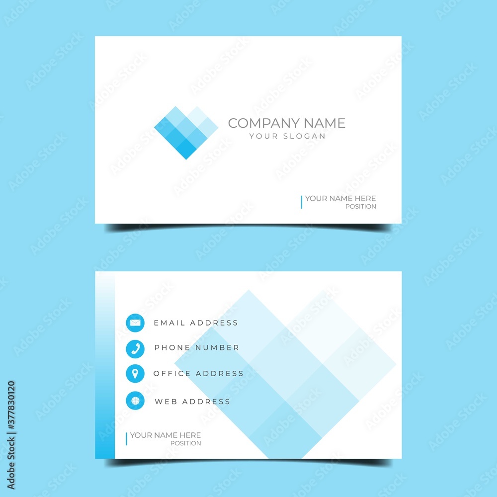 Modern blue business card template. Business card design with blue ...