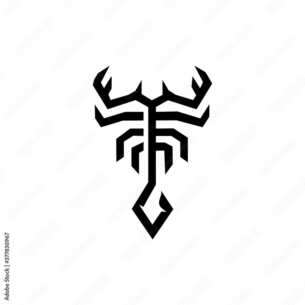 scorpion logo line, abstract, zodiac sign scorpio, tribal tattoo design ...