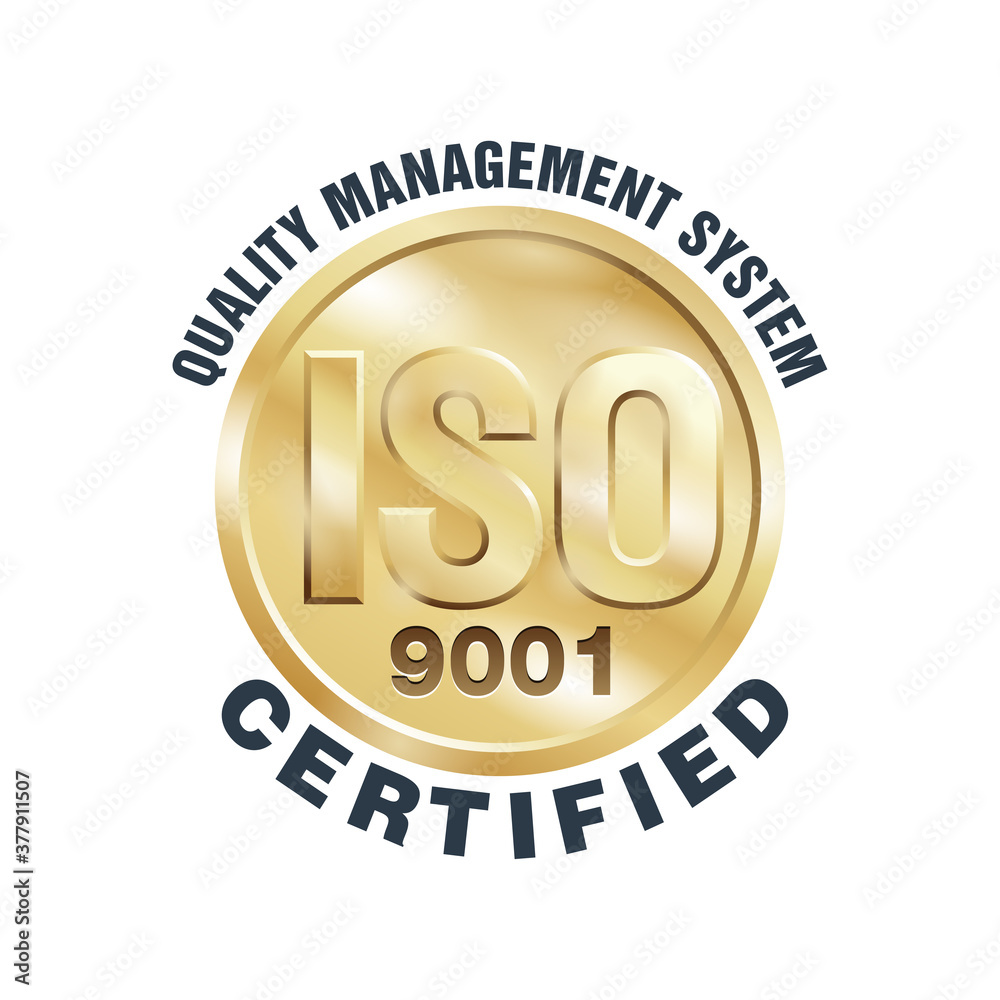 Vector de Stock ISO 9001 gold emblem - certification and conformity to international standards ...