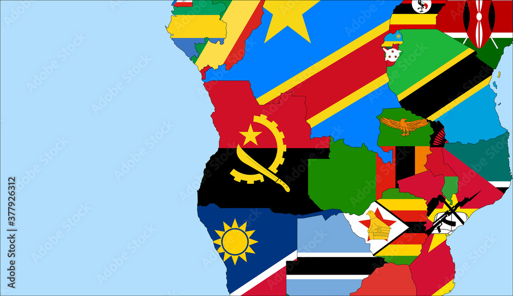 Center the map of Angola. Vector maps showing Angola and neighboring ...
