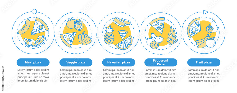 Top pizza types vector infographic template. Traditional pizzeria menu ...