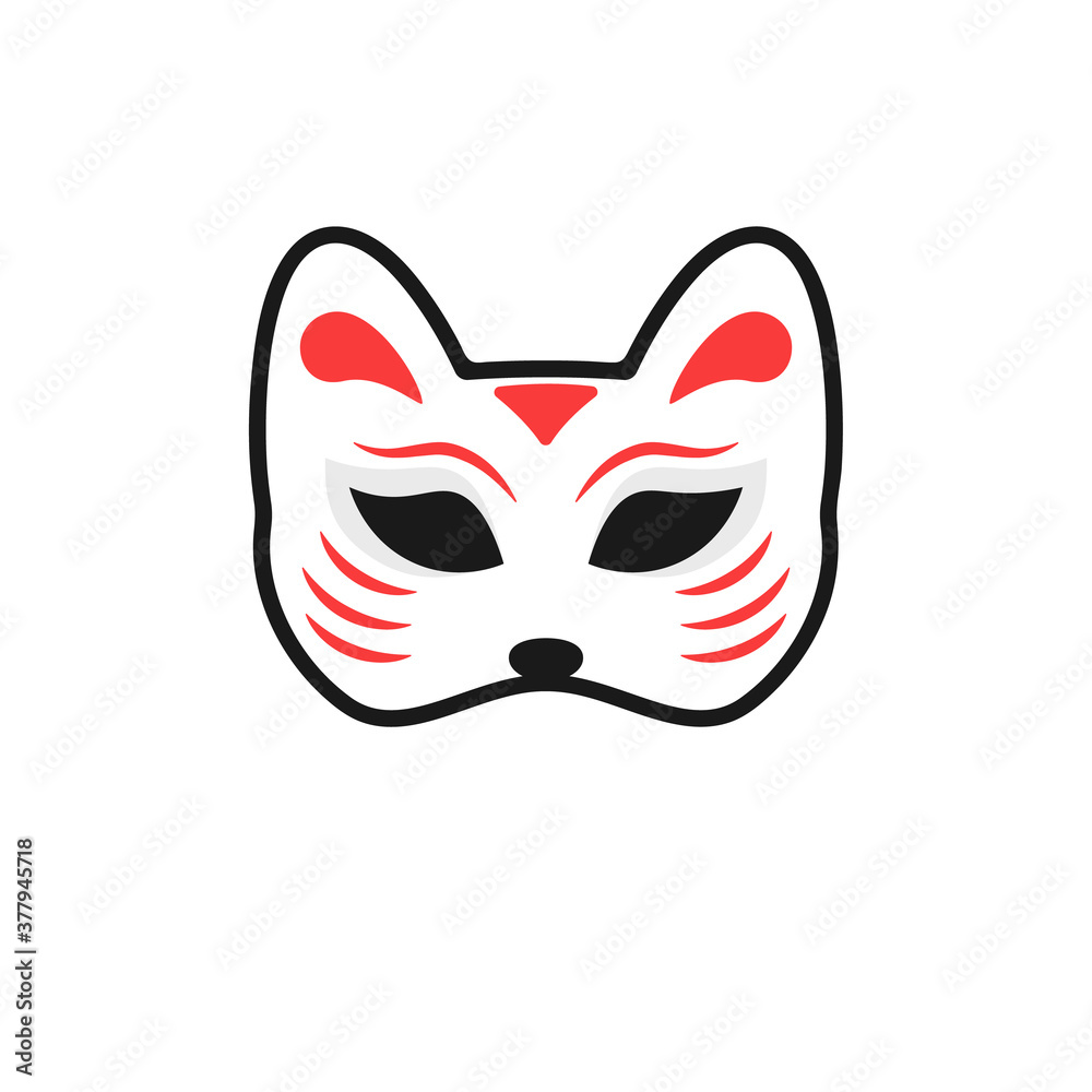Kitsune mask icon. Clipart image isolated on white background. Stock ...