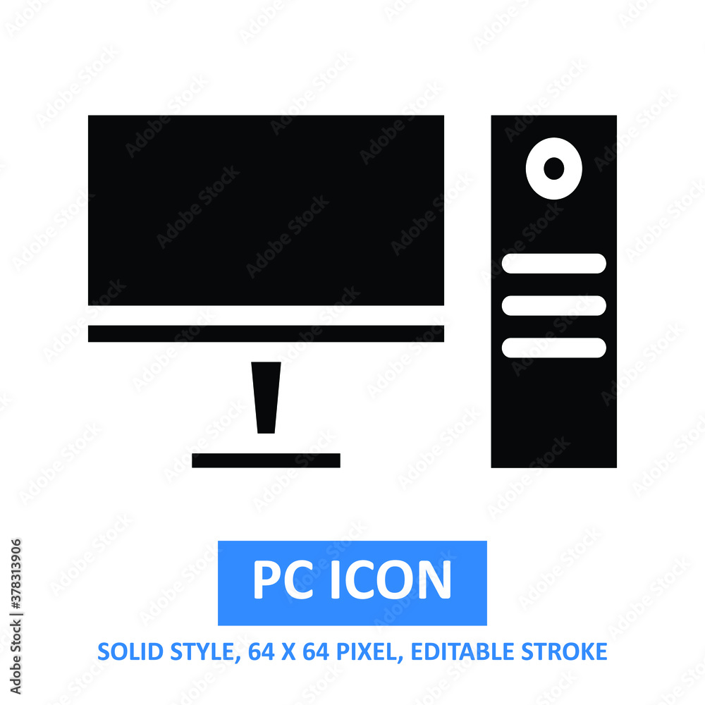 pc Icon vector. Simple flat symbol. pictogram illustration on white ...