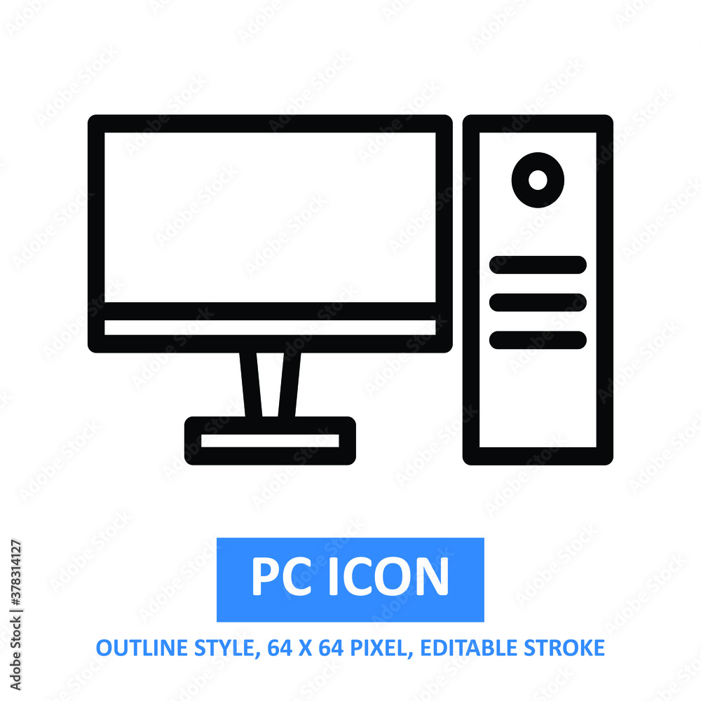 pc Icon vector. Simple flat symbol. pictogram illustration on white ...