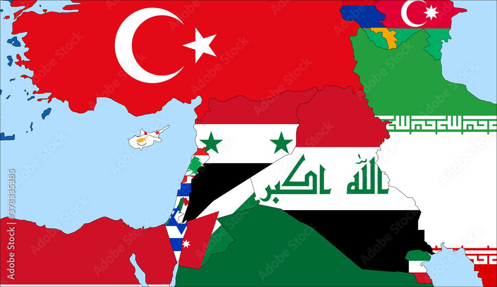 Center the map of Syria. Vector maps showing Syria and neighboring ...