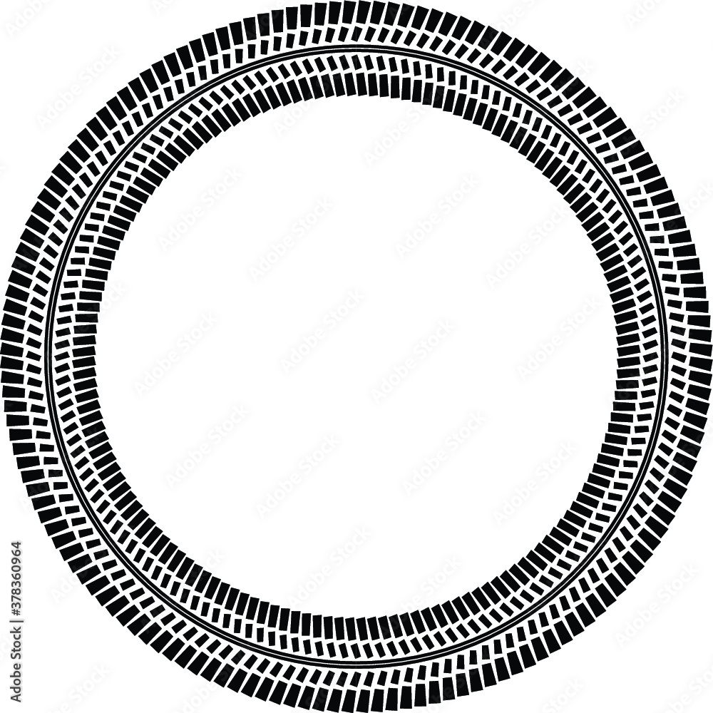 Tire Track Vector Round Border Frame . Stock Vector | Adobe Stock