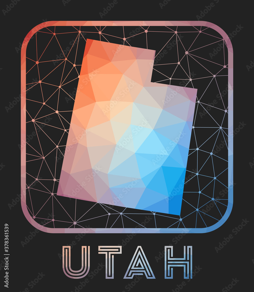 Utah map design. Vector low poly map of the us state. Utah icon in ...