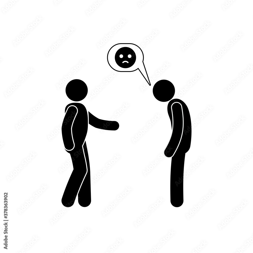 sad man illustration, people talking, stick figure pictograms set ...