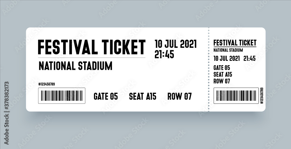 Festival ticket template. Modern style ticket design for entrance ...