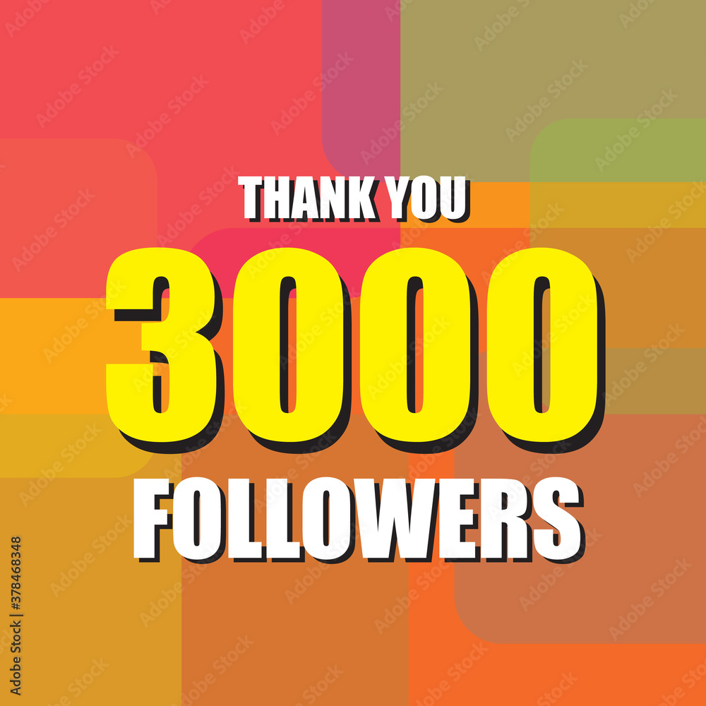 Thank you 3000 followers vector. Greeting social card thank you ...