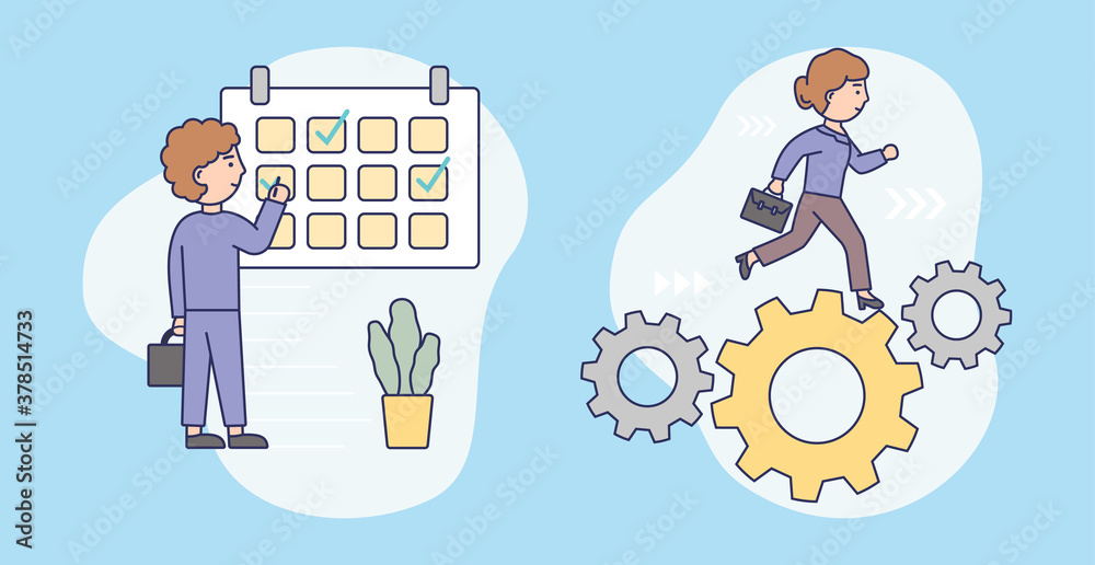 Scheduling, Time Management Concept. Male Character In A Business Suit ...