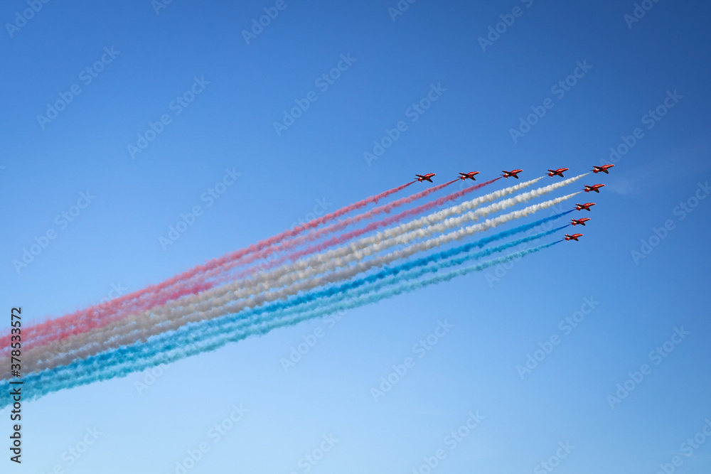 Edinburgh, Scotland, UK - August 24, 2020: RAF Red Arrows Edinburgh ...