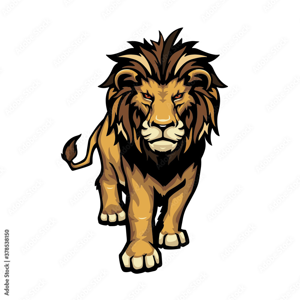Lion illustration walking forward isolated Stock Vector | Adobe Stock