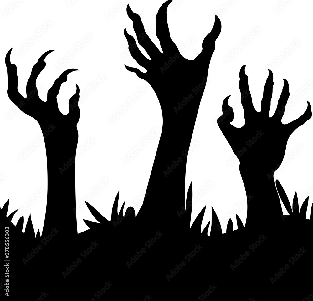 Zombie hands Silhouette. , scary hands, scarecrows, Halloween Party ...