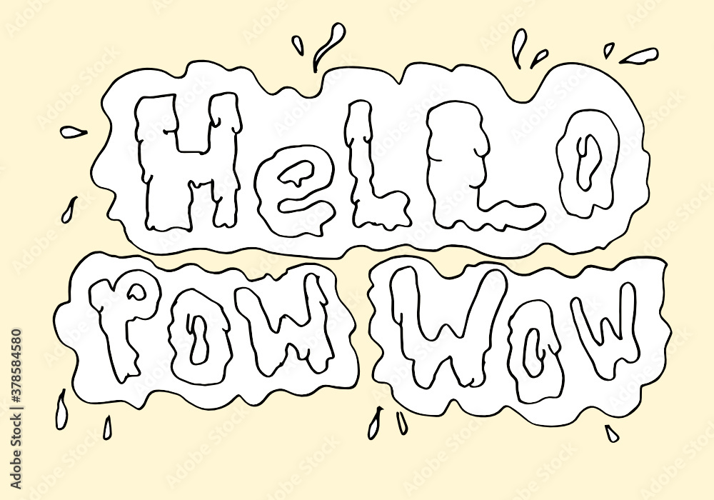 simple black and white line drawing cartoon comic book WOW,hello,POW ...
