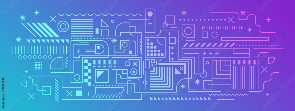 Abstract technology background in line art style design. Vector ...