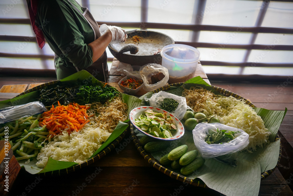 Pecel and Karedog sellers in traditional markets. Typical food from ...