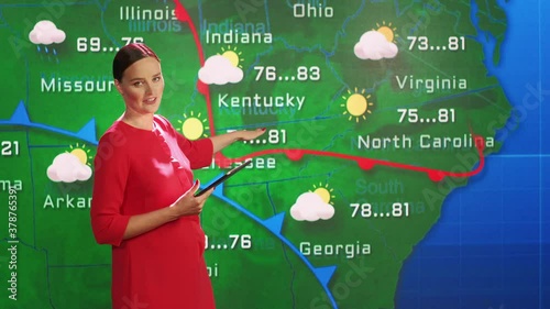Live Weather News Studio with Professional Female On-Camera ...