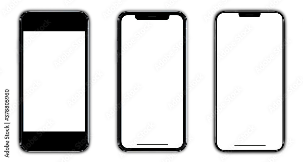 Smartphone similar to iphone 12 pro max with blank white screen for Infographic Global Business ...