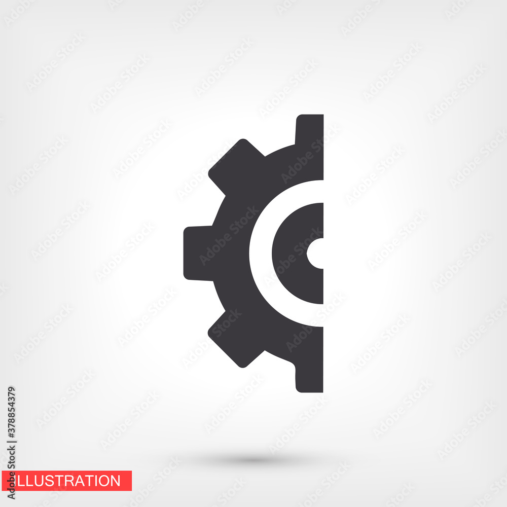 Gear icon. gear half. Vector graphics display work style. clipped gear ...