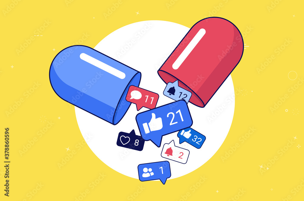 Addicted to social media - Pill full of icons and symbols to feed your ...
