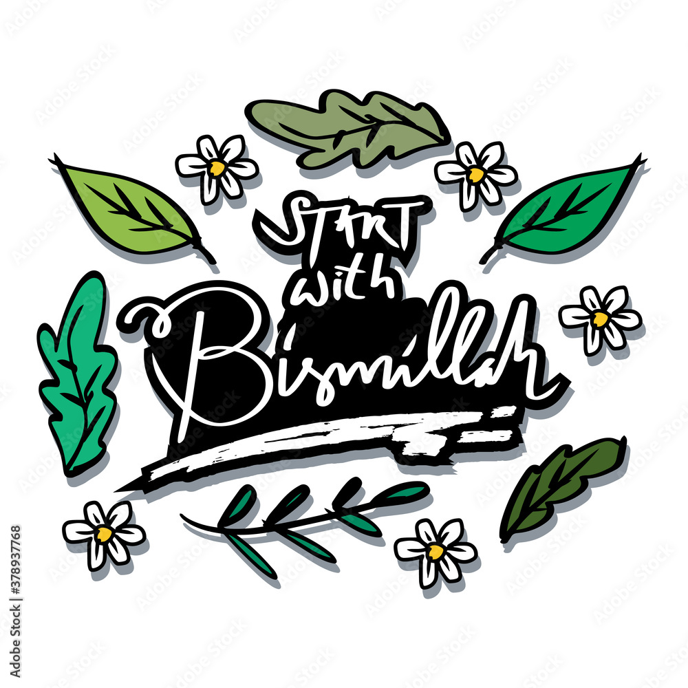 Start with bismillah. Islamic poster. Stock Vector | Adobe Stock