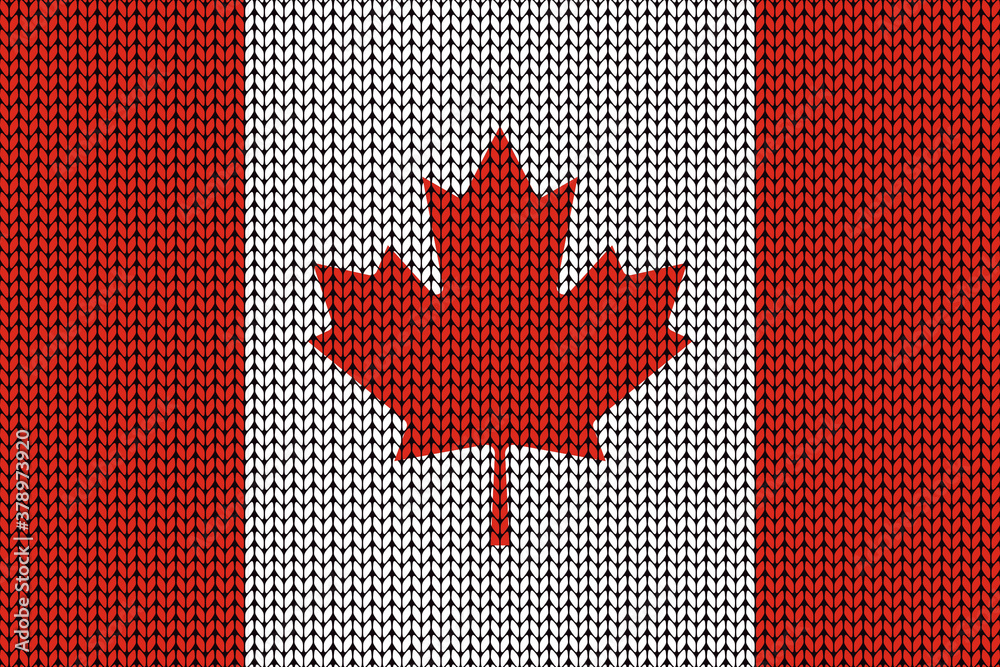 Canadian flag in knitting pattern for the winter season Stock ...